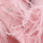 Fluffy Ostrich Feather Collar Woolen Winter Outerwear Oversized Coat