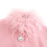 Fluffy Ostrich Feather Collar Woolen Winter Outerwear Oversized Coat