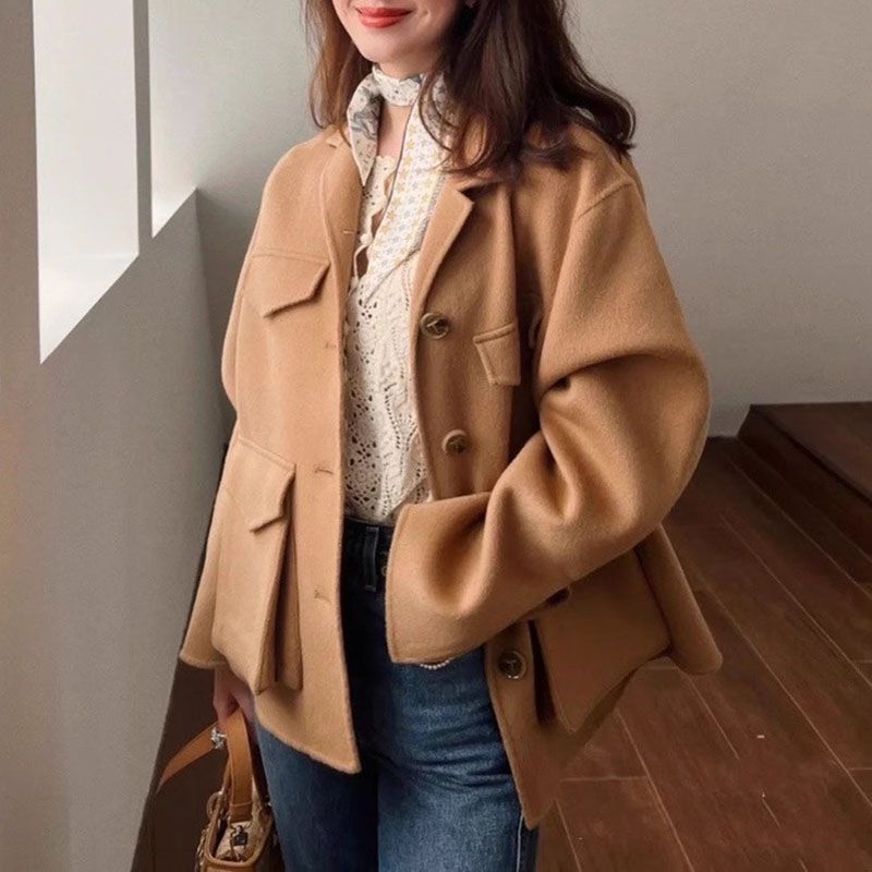 Winter Army Double Flap Pocket Wool Blend Jacket