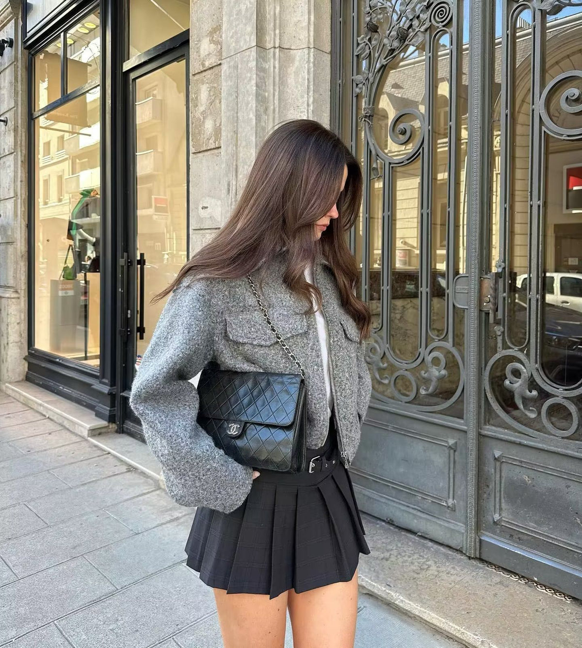 Wool Blend Cropped Bouclé Soft Jacket