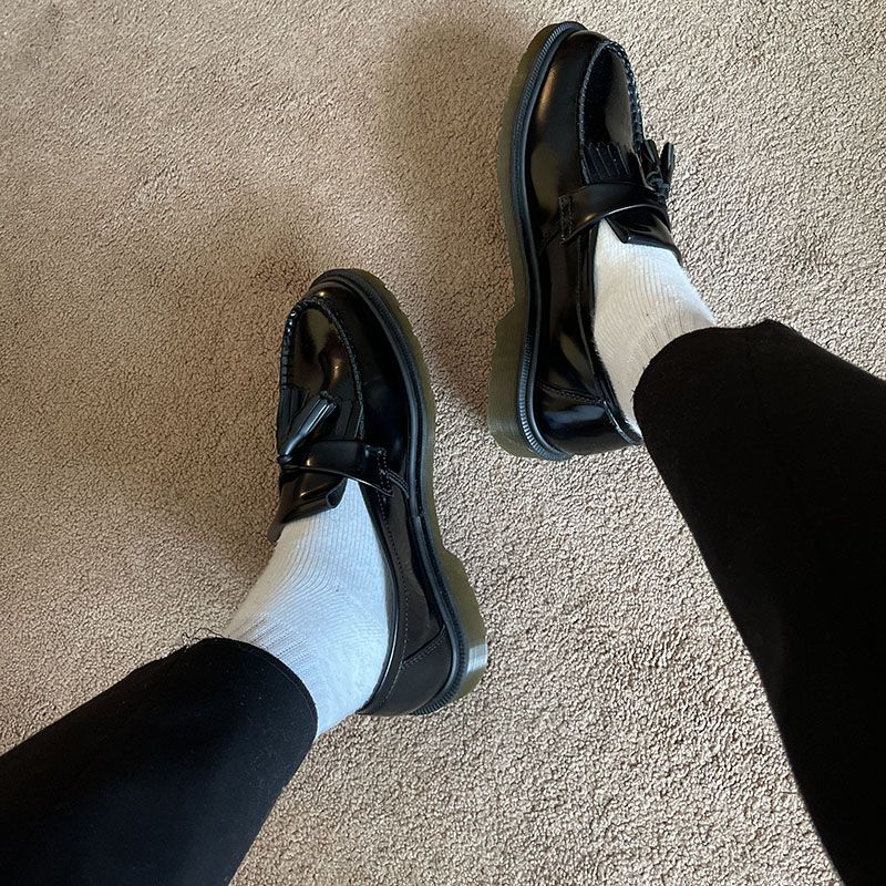 Yellow Stitch Unisex Fringe Tassel Slip-on Loafer Smooth Leather Shoes ...