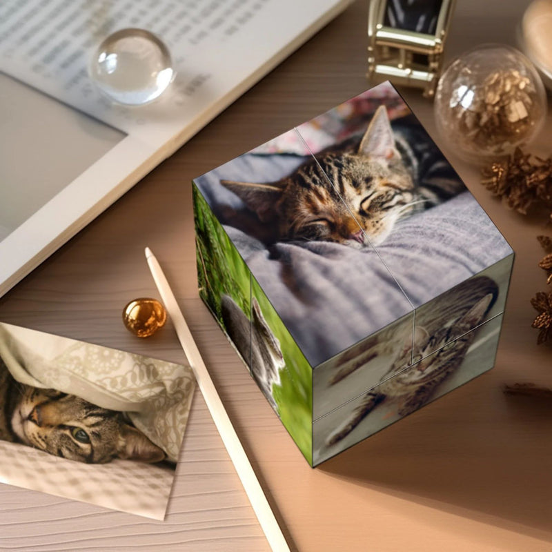 Personalized Foldable 3d Rotating Photo Cubes Puzzle For Pictures