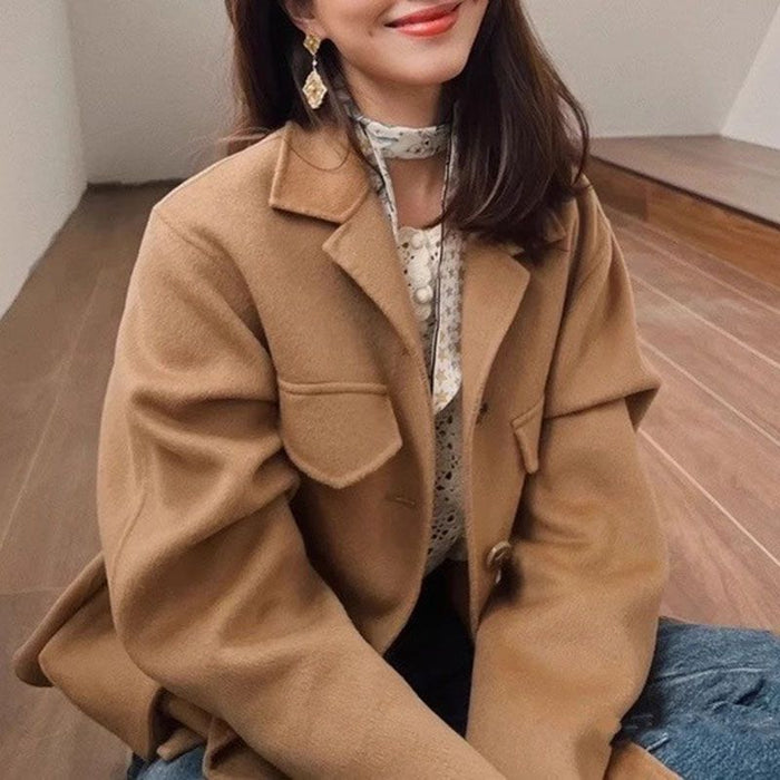 Winter Army Double Flap Pocket Wool Blend Jacket