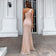 Iridescent Rose Sparkly Sequin One Shoulder High Slit Fitted Gown Dres