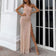 Iridescent Rose Sparkly Sequin One Shoulder High Slit Fitted Gown Dres