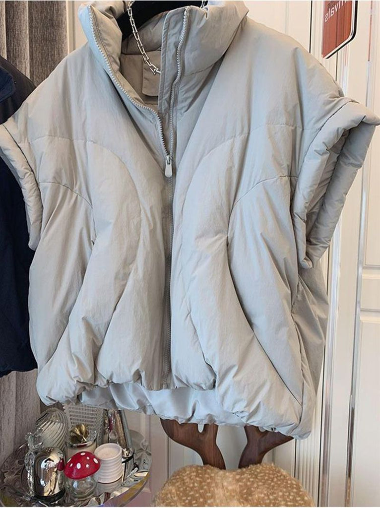 Oversized Puffy Sleeveless Puffer Jacket Winter Vest Outerwear Gilets ...