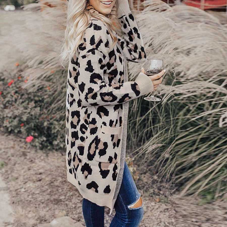 Retro Leopard Spotted Prints Oversized Comfy Long Cardigan Sweaters ...