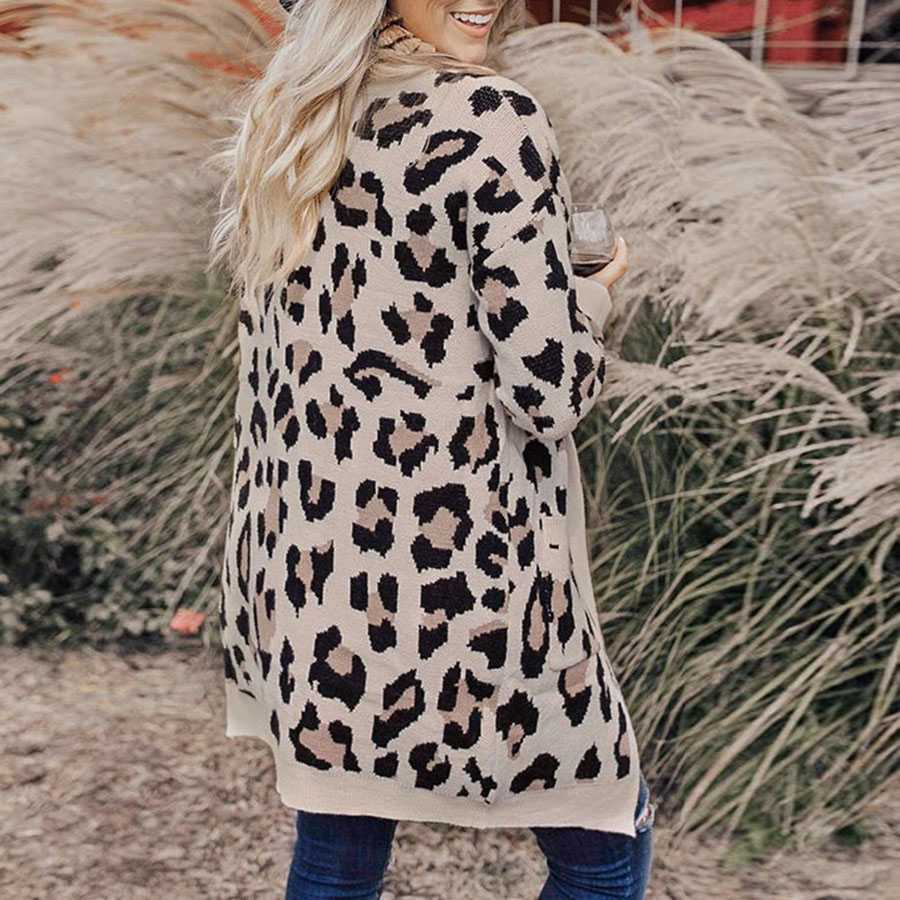 Retro Leopard Spotted Prints Oversized Comfy Long Cardigan Sweaters ...