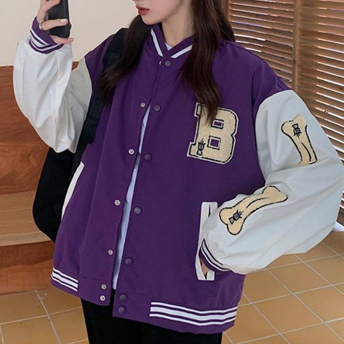 Unisex Embroidered Varsity Bomber Jacket Outerwear Sports Baseball Jac