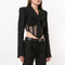 Slim Fit Tailored Blocked Mesh Lace Cropped Corset jacket