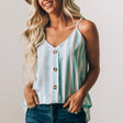 Casual Adjustable Spaghetti Striped Button Down Tank Top Swing Vest