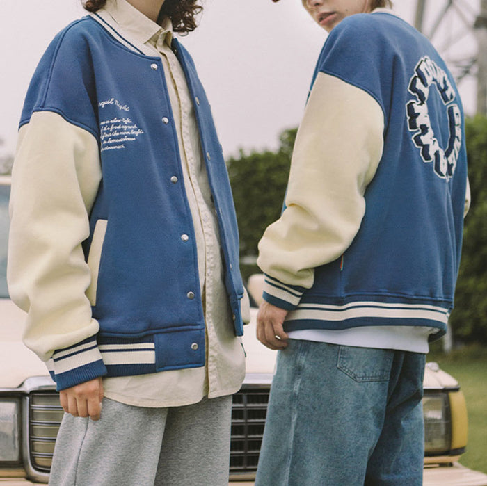 Unisex Embroidered Varsity Bomber Jacket Outerwear Sports Baseball Jac