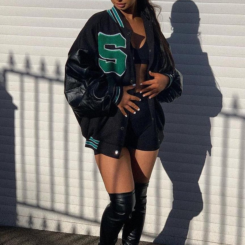 Unisex Embroidered Varsity Bomber Jacket Outerwear Sports Baseball Jac